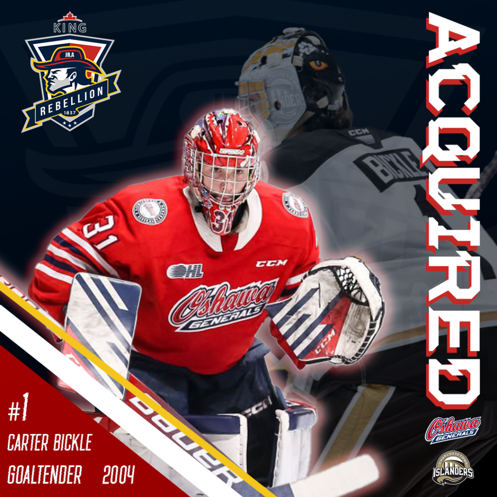 Rebellion Acquire Rights to Goalie Carter Bickle from Pickering | King ...